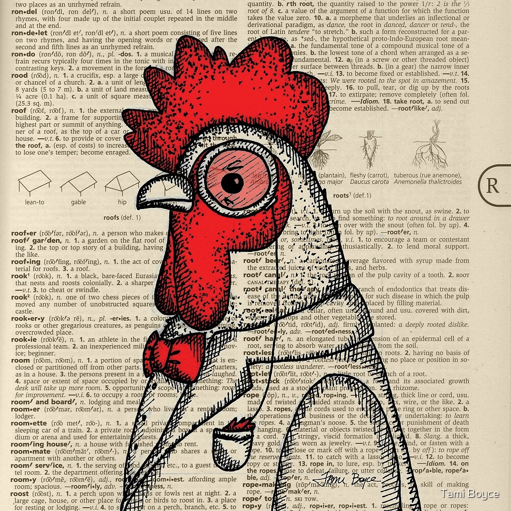 "Rooster with Monocle" by Tami Boyce | Redbubble