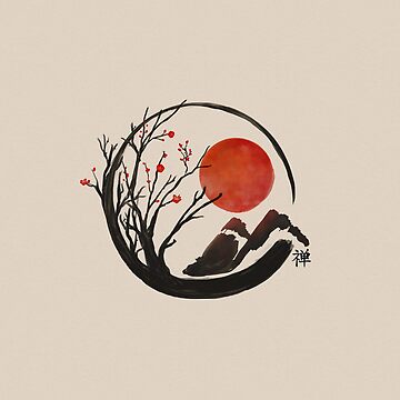 "Zen Enso Circle and Sakura Tree " Art Print for Sale by k9printart | Redbubble