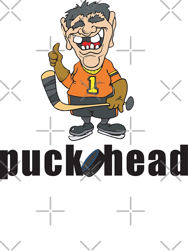 Funny Hockey Puck Head Stickers By Sportst Shirts Redbubble