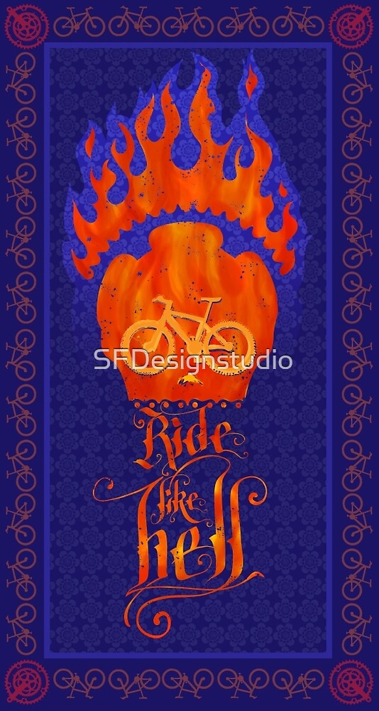 "Ride like Hell Calligraphic cycling poster" by SFDesignstudio | Redbubble