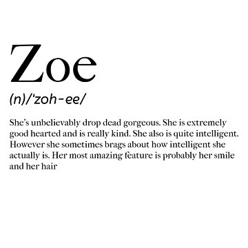 "Zoe Definition" Sticker for Sale by tastifydesigns | Redbubble