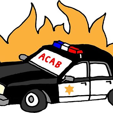 "acab police car fire color" Sticker for Sale by sydneyhainy | Redbubble
