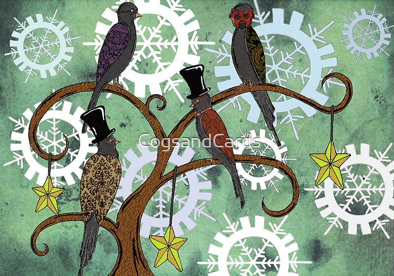 "Four Colly Birds" by CogsandCards | Redbubble