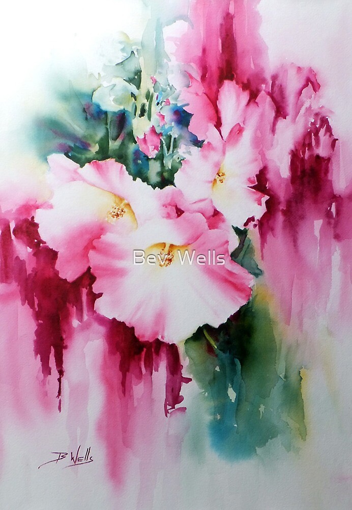"Hollyhock-2" by Bev Wells | Redbubble