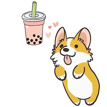 "Boba Corgi" Sticker for Sale by lexievando | Redbubble
