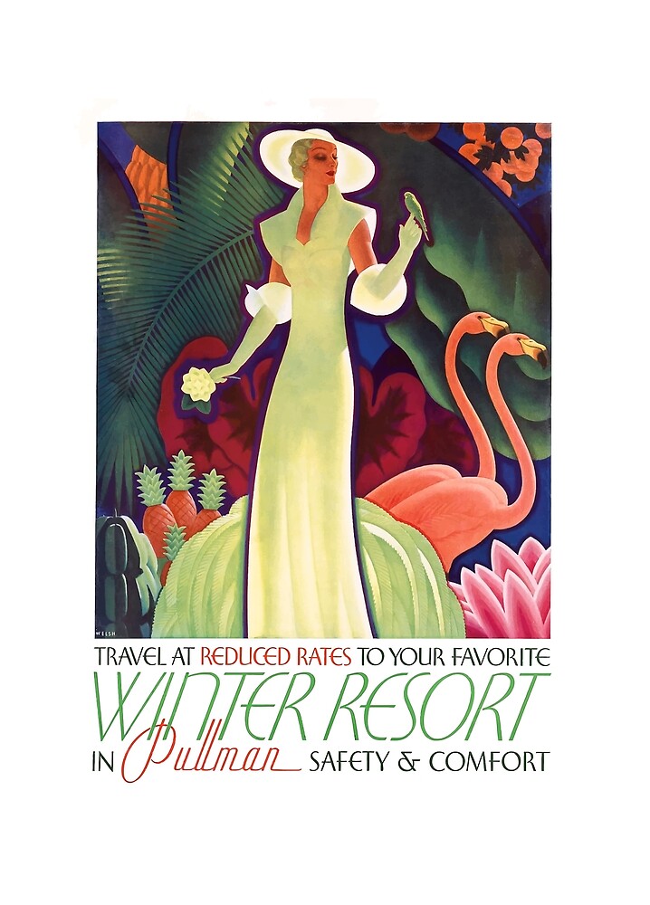 "1935 Pullman Winter Resort Train Travel Poster" by retrographics ...