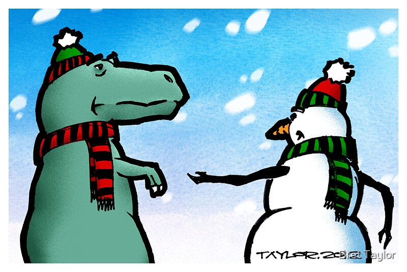 "T-Rex and the Snowman" by Bret Taylor | Redbubble