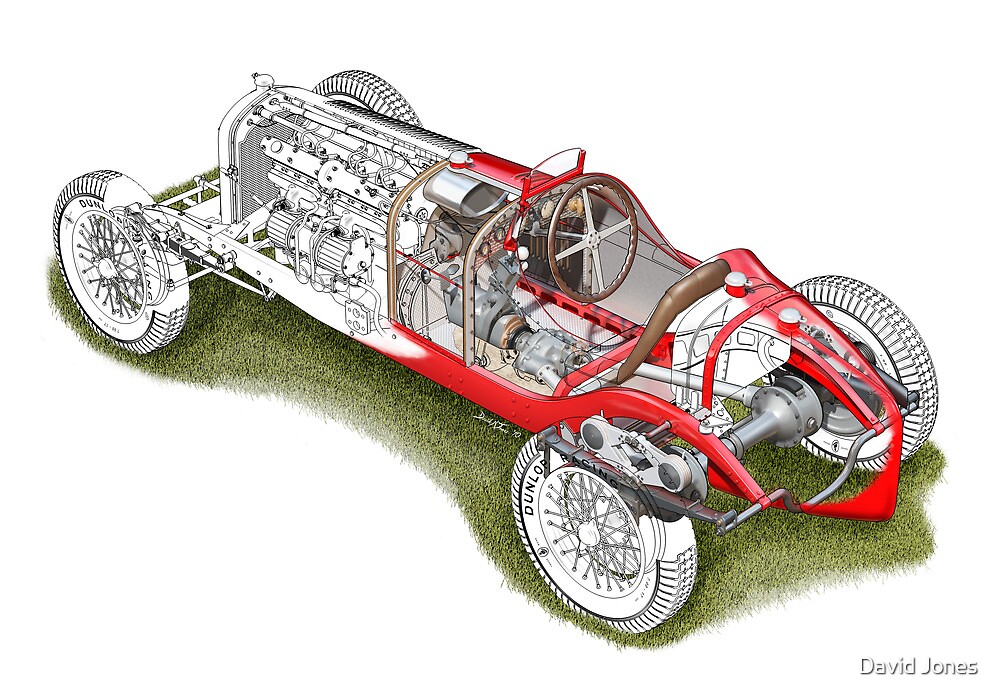 "Alfa Romeo P3 - Cutaway" by David Jones | Redbubble