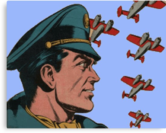 "Pilot Vintage Comic Retro Drawing" Canvas Print by Teonyi | Redbubble