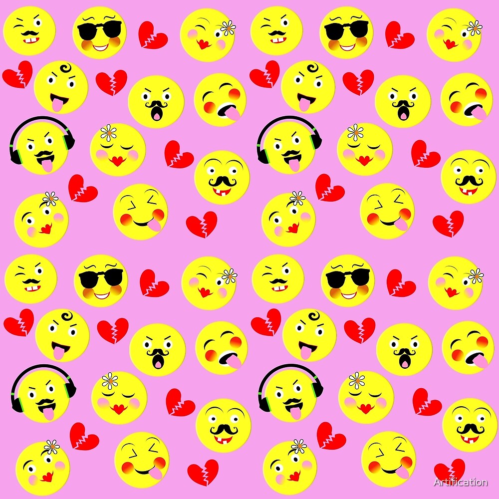"Cute Funny Faces Emoji Style Pattern Trendy Modern" by Artification ...