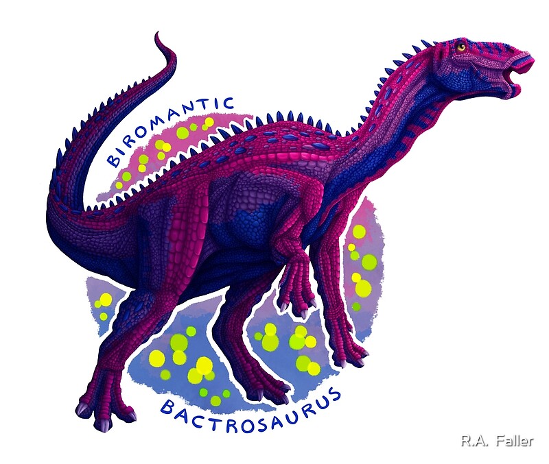 "Biromantic Bactrosaurus (with text)" by R.A. Faller | Redbubble
