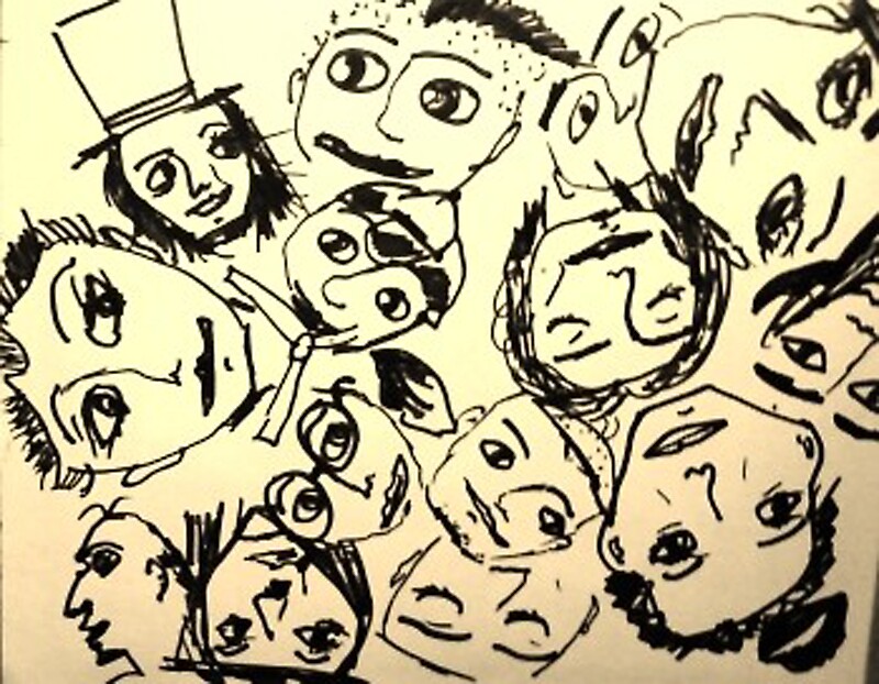 "The many faces of men, drawing " by Anna Lewis, blind artist | Redbubble