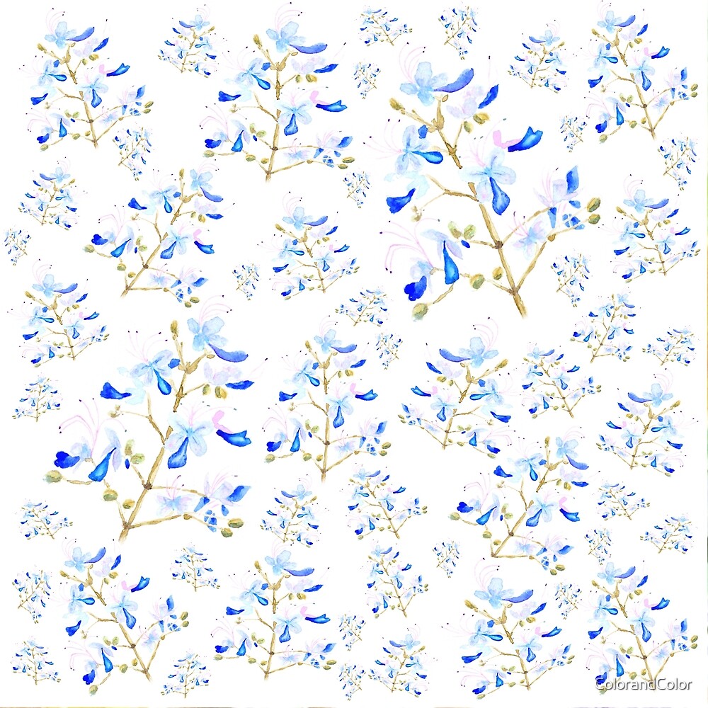 "little blue flowers pattern" by ColorandColor | Redbubble