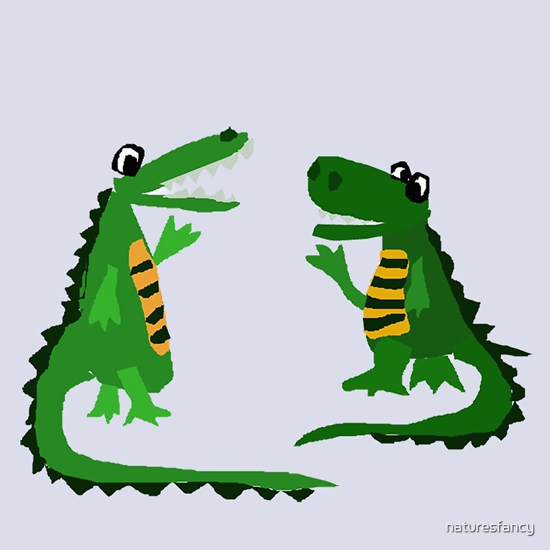 "Funky Alligator talking to Crocodile" by naturesfancy | Redbubble