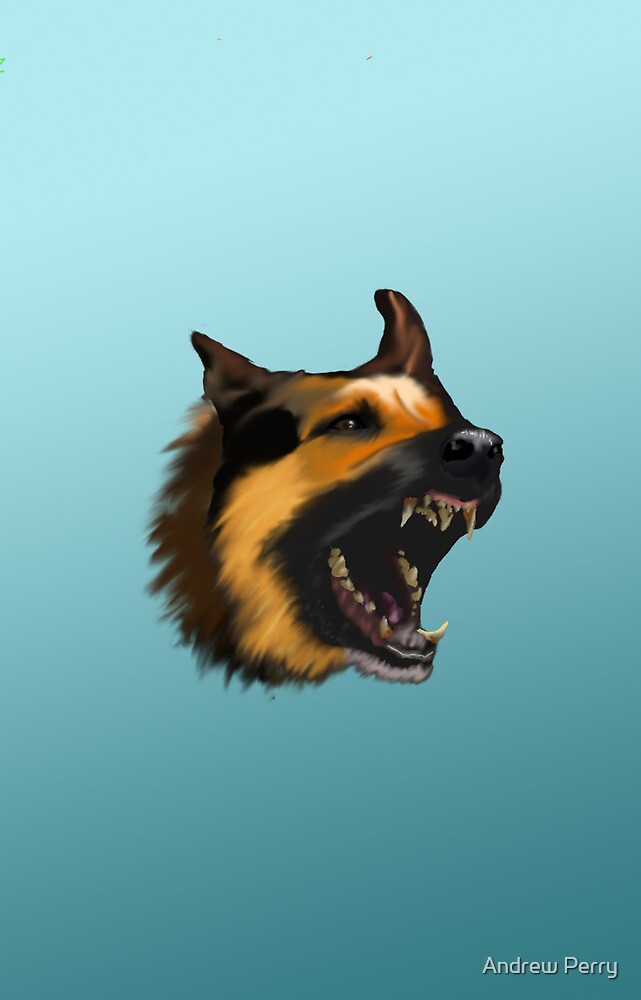 "Snarling German Shepherd" by Andrew Perry | Redbubble