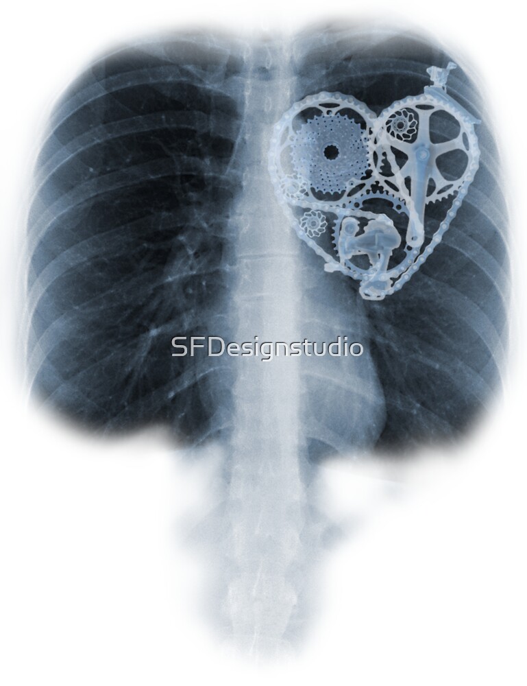 "BiKE LOVE X Ray bicycle heart components" by SFDesignstudio | Redbubble