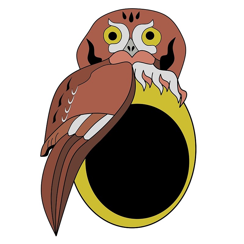"Whimsical Eastern Screech Owl w Cross Eyes" by grounds | Redbubble