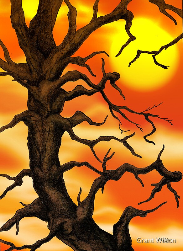 "Sunset Tree Pencil drawing" by Grant Wilson | Redbubble