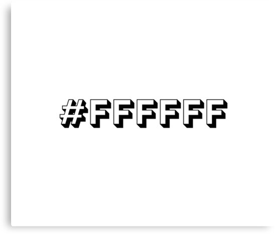 "#FFFFFF white hex code " Canvas Print by sarahlowedesign | Redbubble