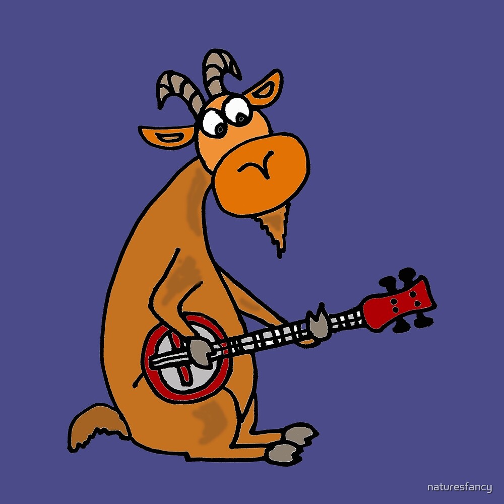 "Cool Funny Billy Goat Playing Red Banjo" by naturesfancy | Redbubble