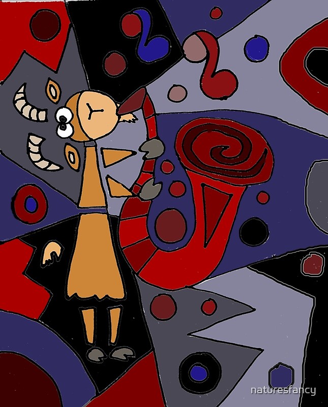 "Cool Fun Goat Playing Saxophone Abstract Art" by naturesfancy | Redbubble