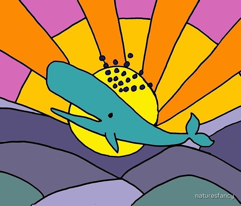 "Cool Funky Whale and Sun Abstract Art" by naturesfancy | Redbubble
