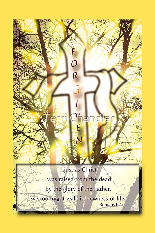 ""Forgiven" Cross of Jesus Yellow" by Terri Chandler | Redbubble