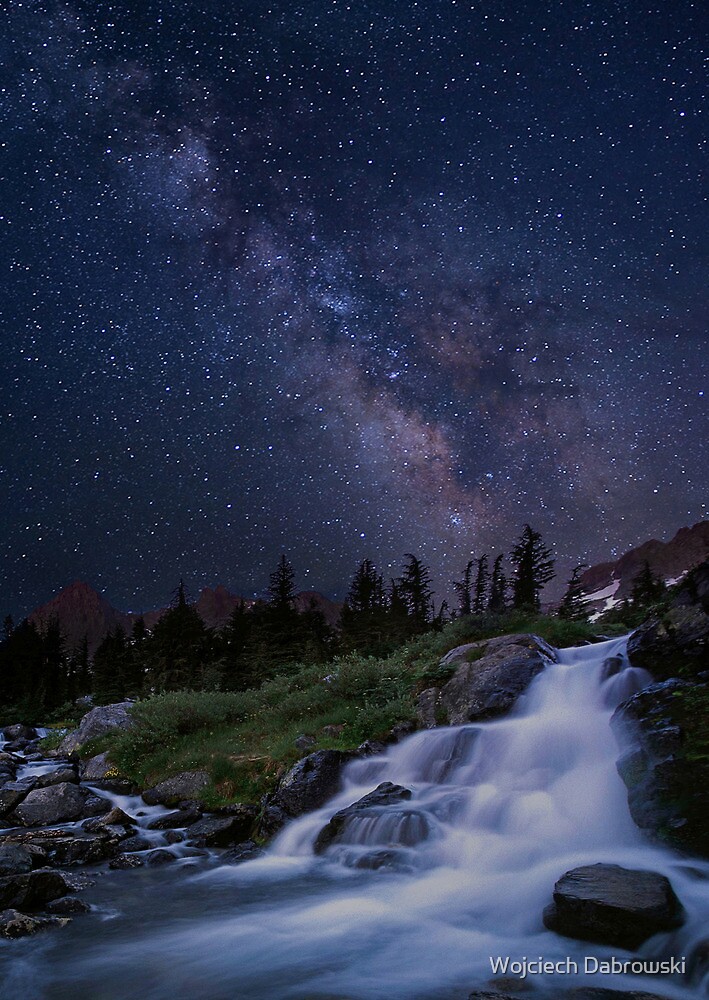 "Waterfall at night" by Wojciech Dabrowski | Redbubble