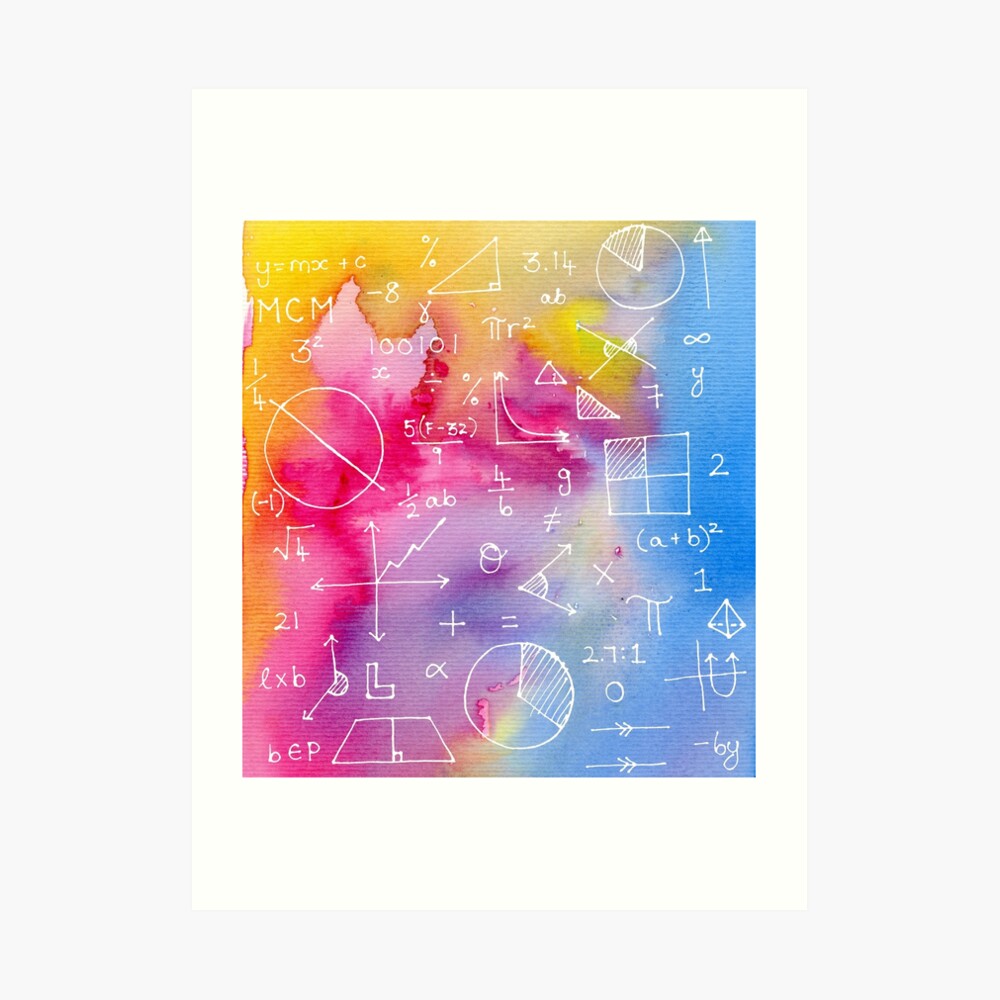 Math Formulae Watercolor Background Art Print By Funmaths Redbubble 