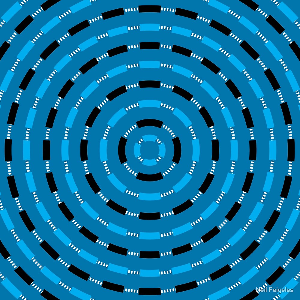 "Circular Bullseye Pattern no.1 Blue with Alternating Cyan and Black ...