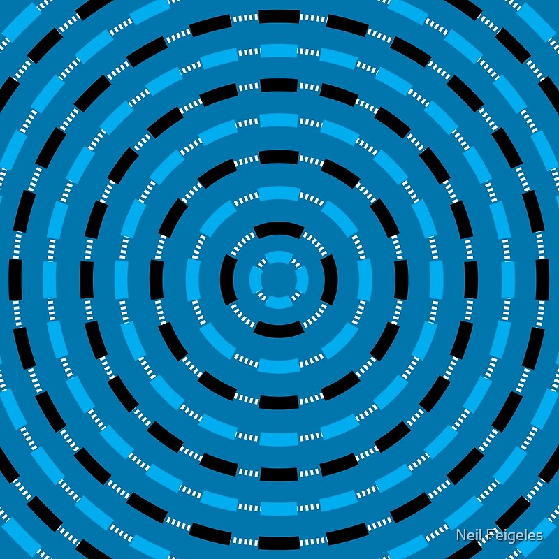 "Circular Bullseye Pattern no.1 Blue with Alternating Cyan and Black ...
