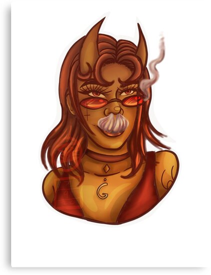 Demon Girl Smoking 2 Canvas Print By Seaworld09 Redbubble