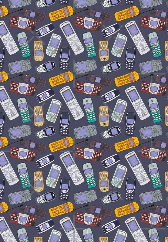 "Various Vintage Mobile Phones Pattern Illustration" by GiorgioN ...