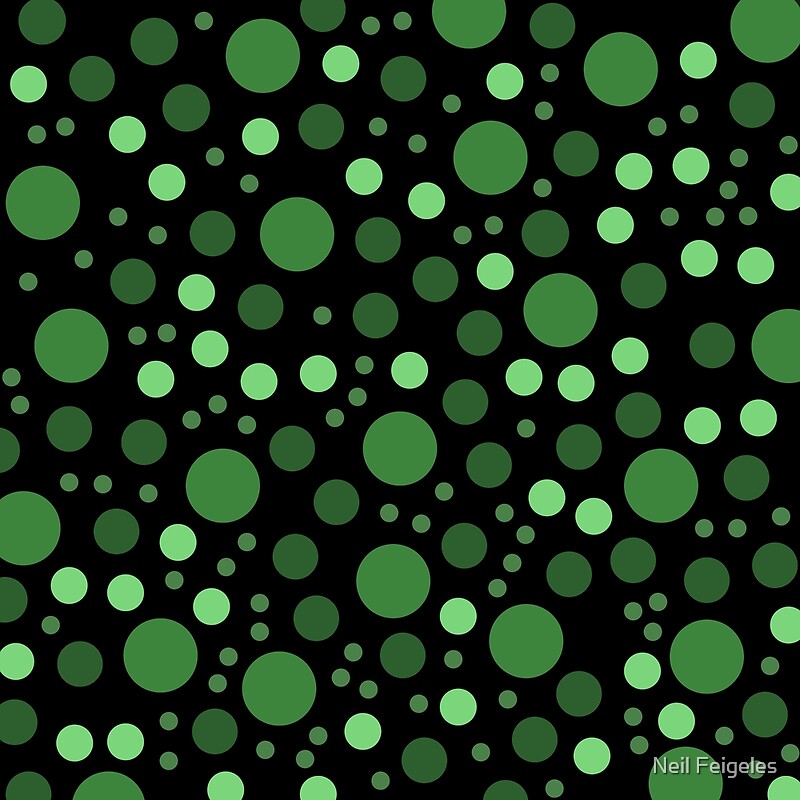 "Dots no.1 Shades of Green on Black" by Neil Feigeles | Redbubble