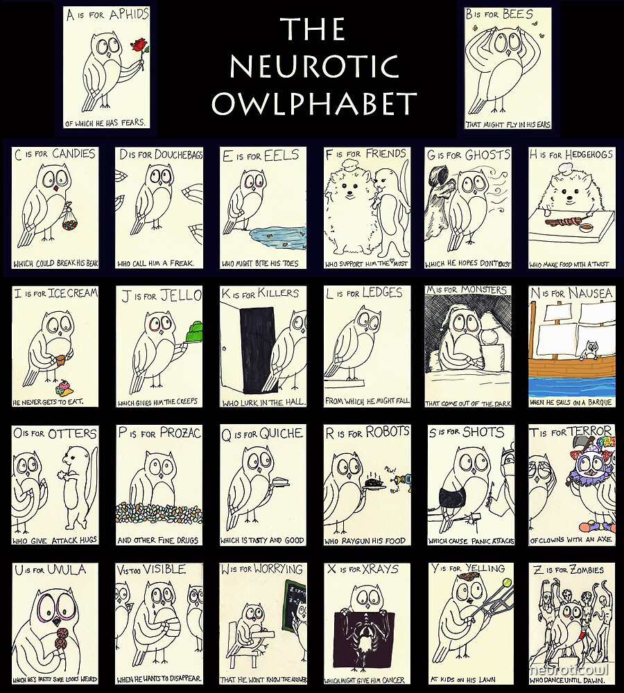 "The Neurotic Owlphabet" by neuroticowl | Redbubble