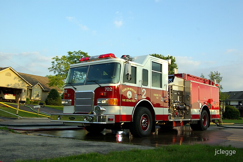 "Fire Engine pumping water" by jclegge | Redbubble