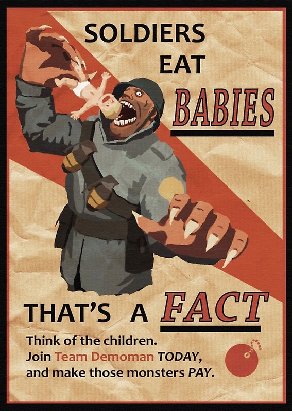 "Soldiers Eat Babies!" by XxRedGuyxX | Redbubble