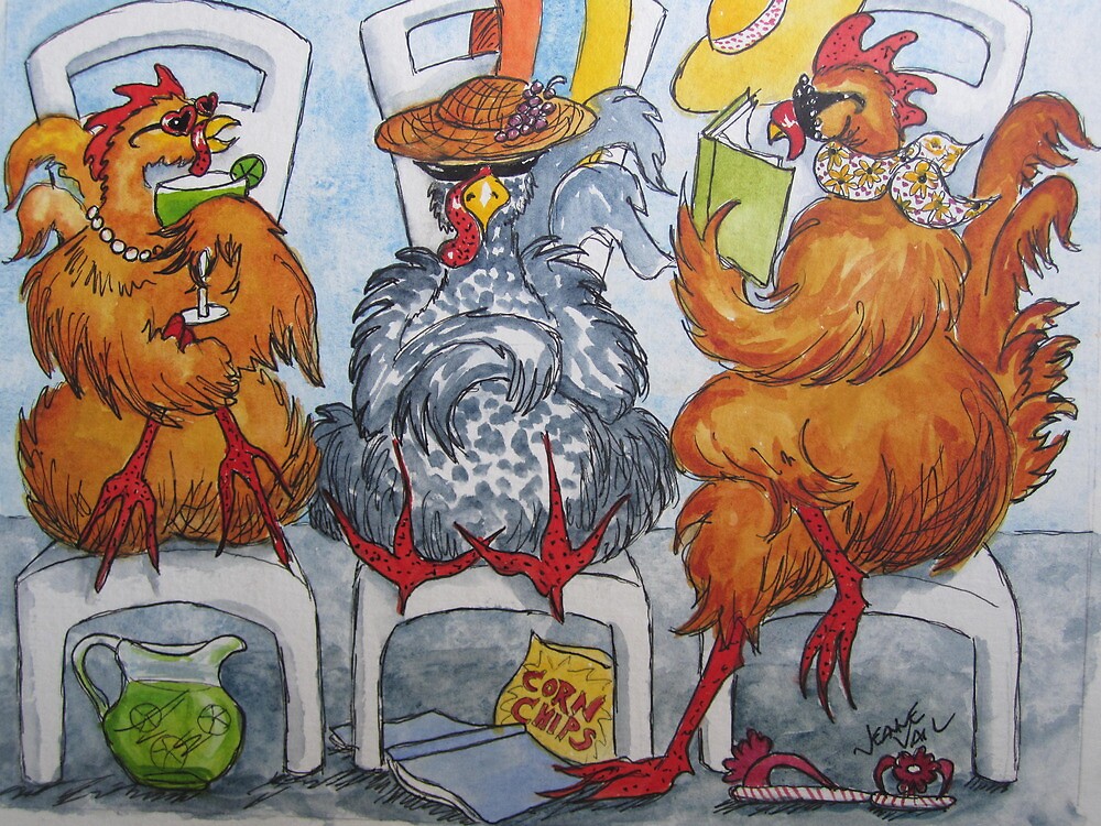 "Fowl Play Series: Poolside Chicks" by Jeanne Vail | Redbubble