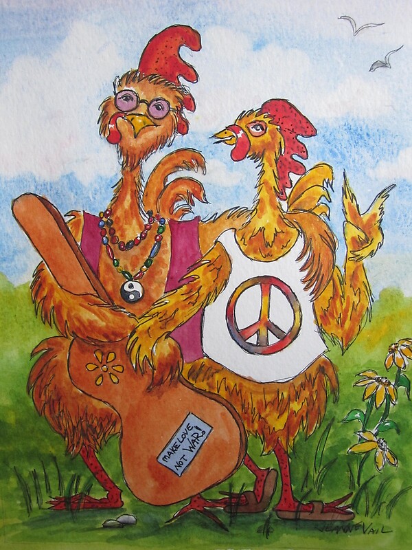 "Fowl Play series: Hippie Chicks" by Jeanne Vail | Redbubble