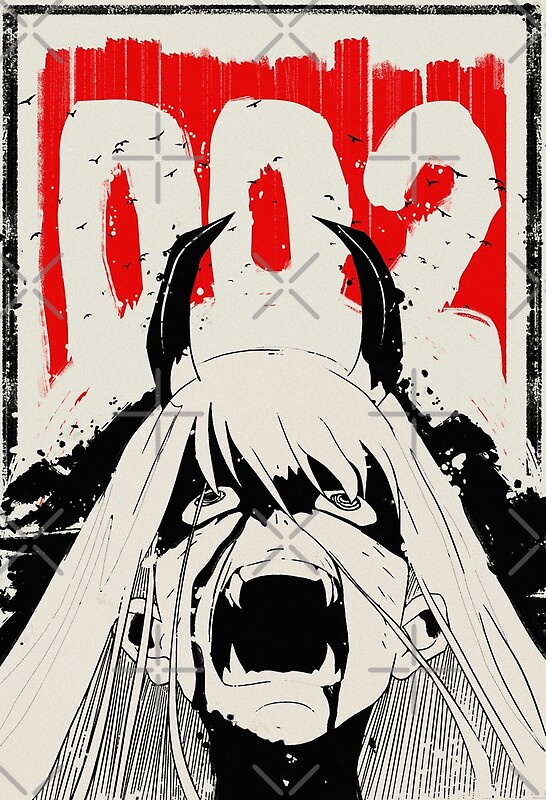 "Zero Two Japanese Ink ゼロツー" by Waifu Dope | Redbubble