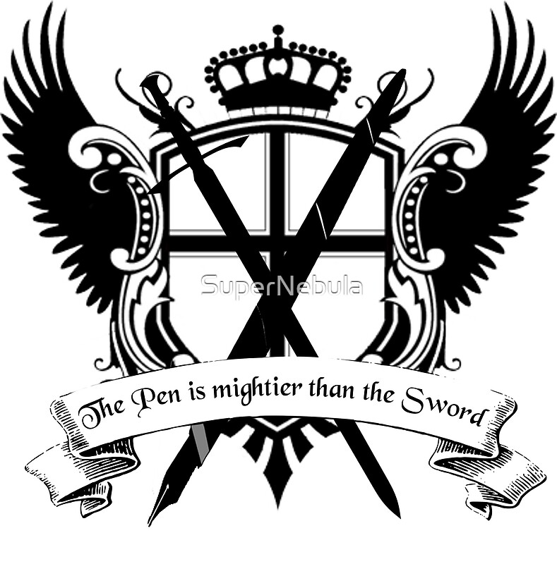 "Pen is mightier than the sword crest" by SuperNebula | Redbubble