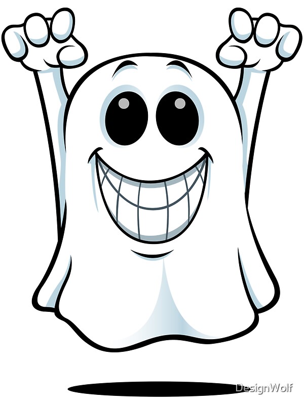"Cartoon Ghost - With A Big Smile." Stickers by DesignWolf | Redbubble