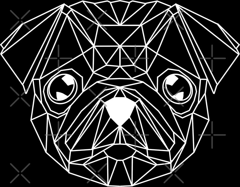 "Geometric Dog Pug - Wire White" by Geometricshow | Redbubble