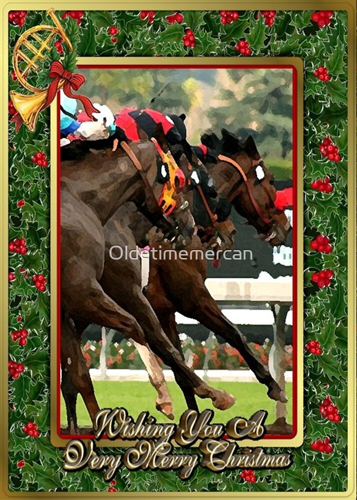 "Thoroughbred Racehorse Christmas Card" by Oldetimemercan | Redbubble