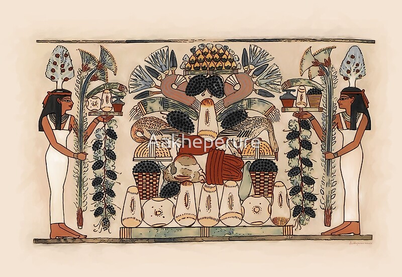 "Offering table with two tree goddesses" by Aakheperure | Redbubble