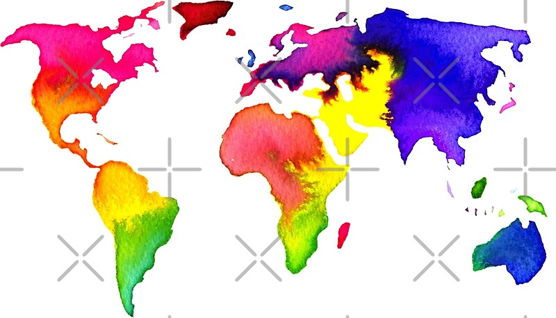 "Rainbow Watercolor World Map" by sadiesavesit | Redbubble