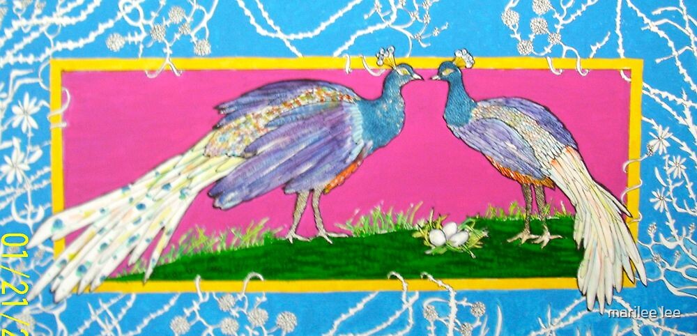 "Peacock Parents" by marilee lee | Redbubble