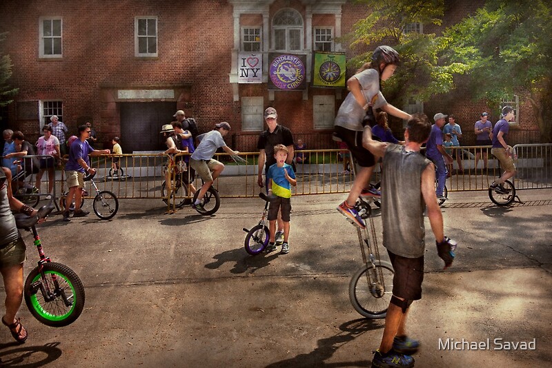 "Unicyclist - Unicycle training camp" by Michael Savad | Redbubble