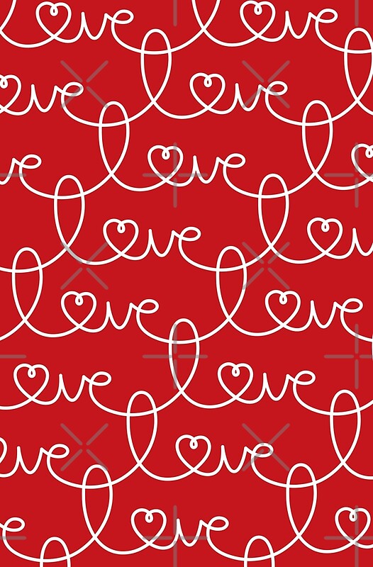 "Loopy Love Red Line Calligraphy" by fatfatin | Redbubble