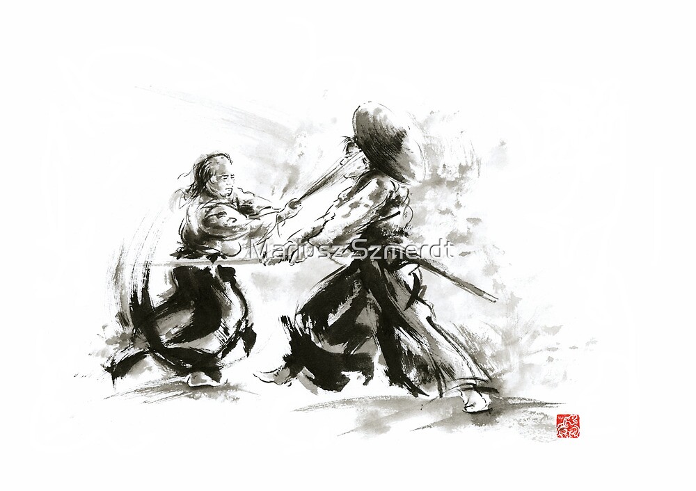 "Samurai wild fight old japan bushido katana painting" by Mariusz ...